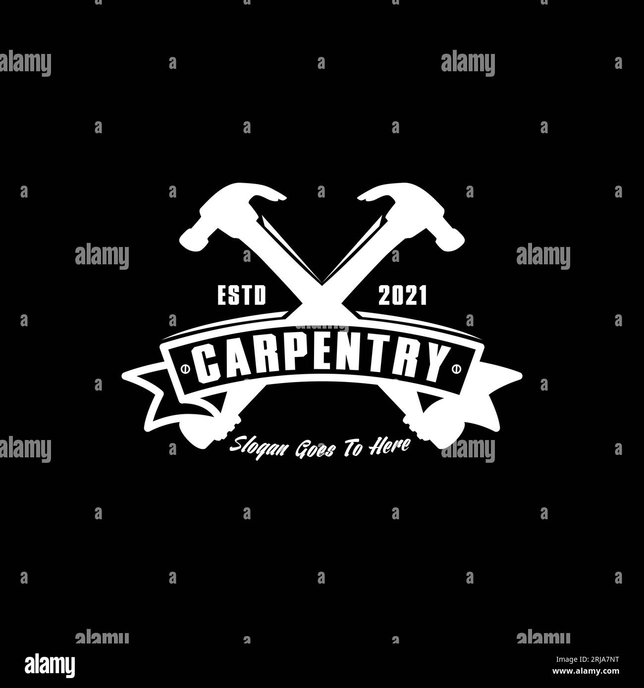 Carpentry logo with Hammer crossed design inspiration Stock Vector ...