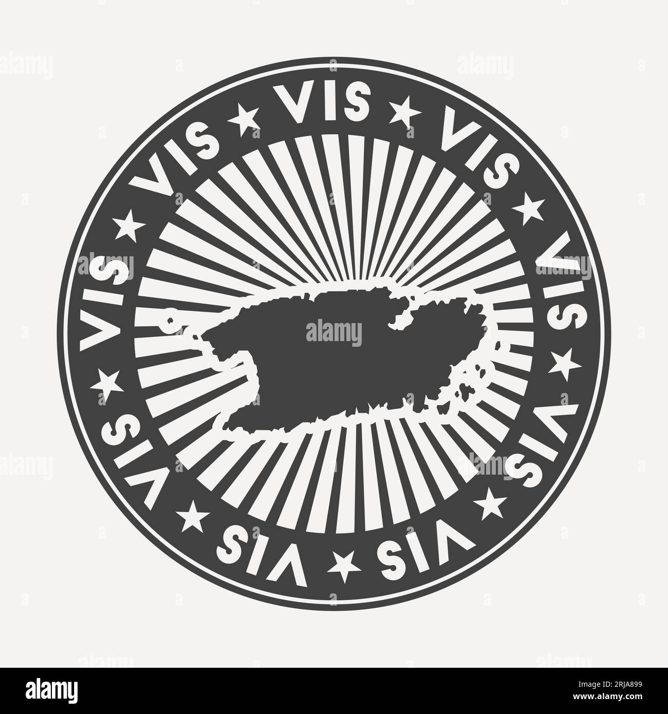 Vis round logo. Vintage travel badge with the circular name and map of ...