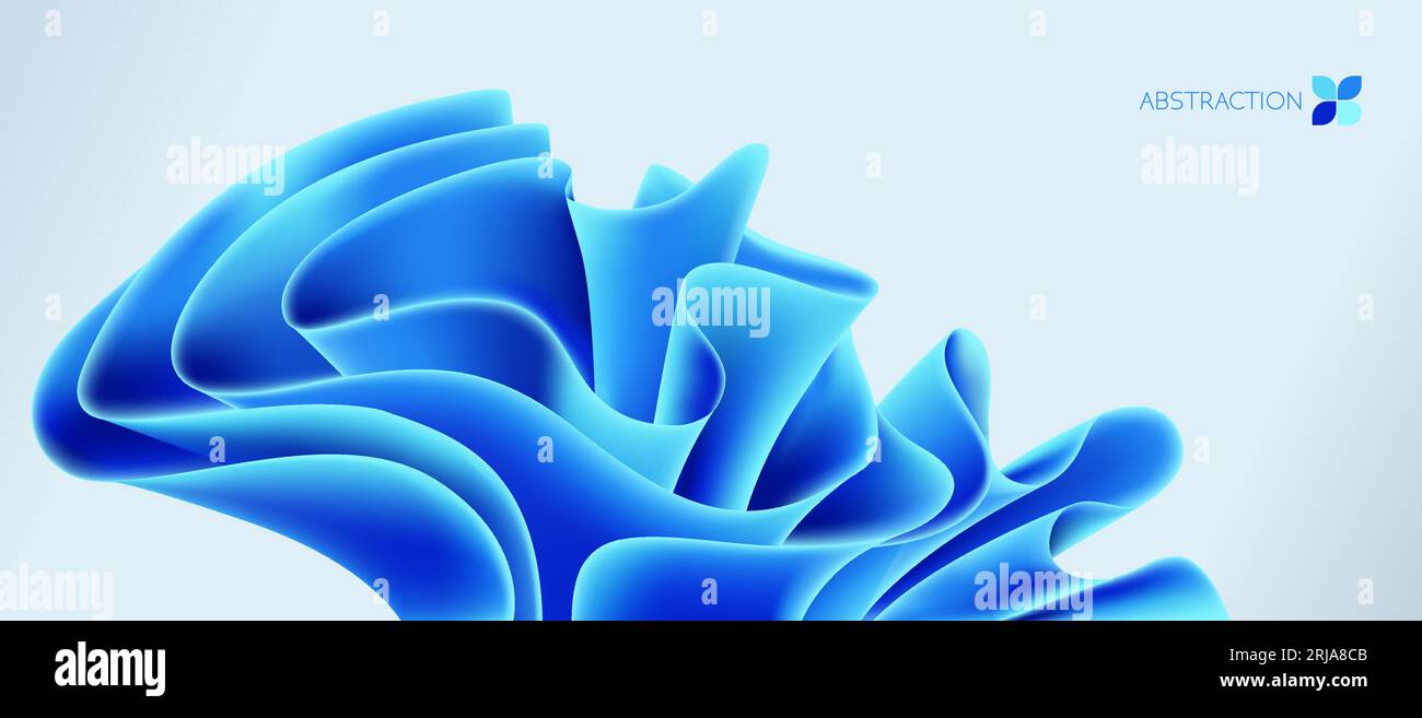 Blue streaming fabric abstract modern minimal background. Wavy layered ...