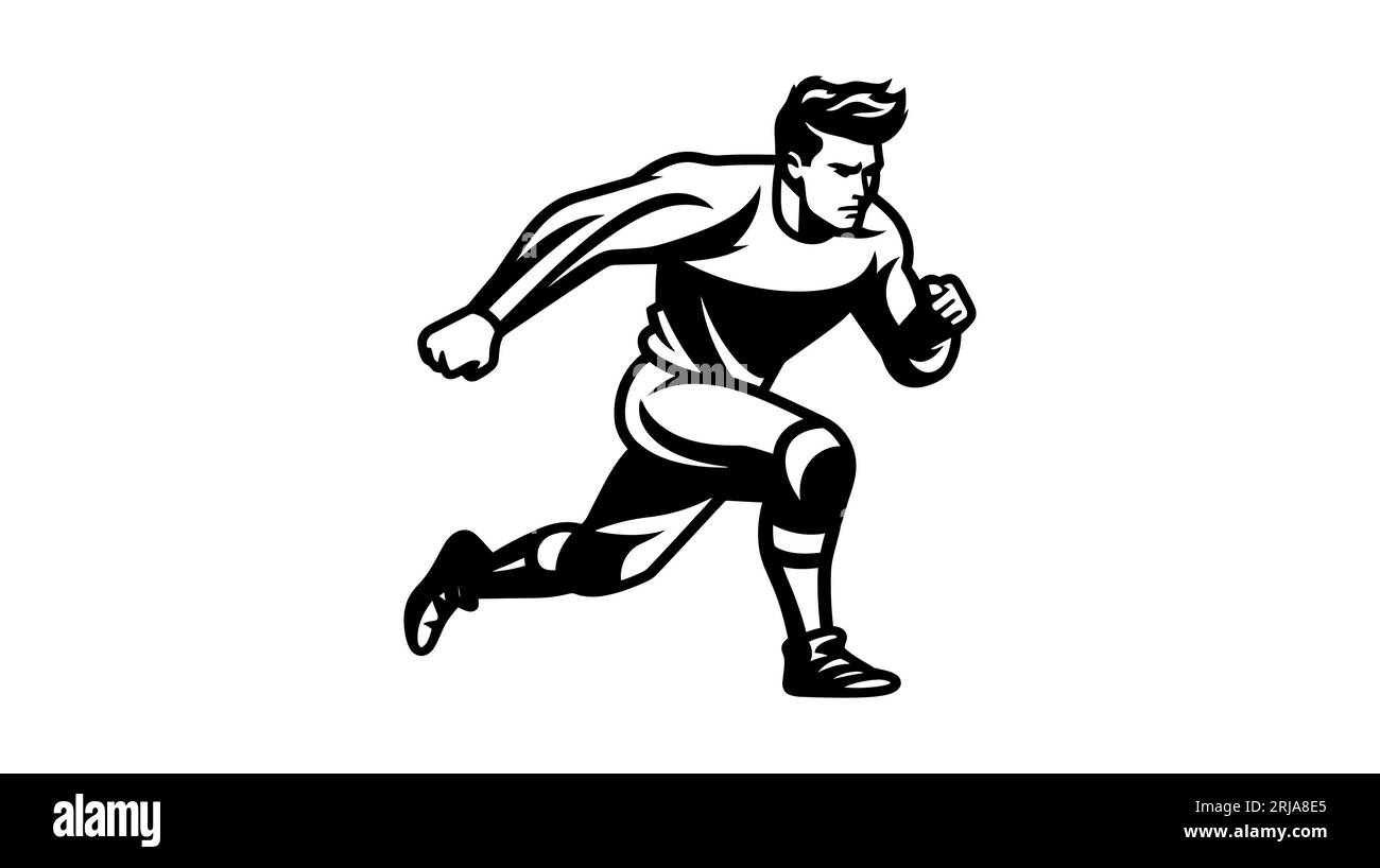 Running sprinter man. Flat vector illustration icon, logo design ...