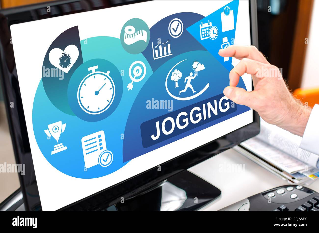 Jogging concept shown on a computer screen Stock Photo - Alamy