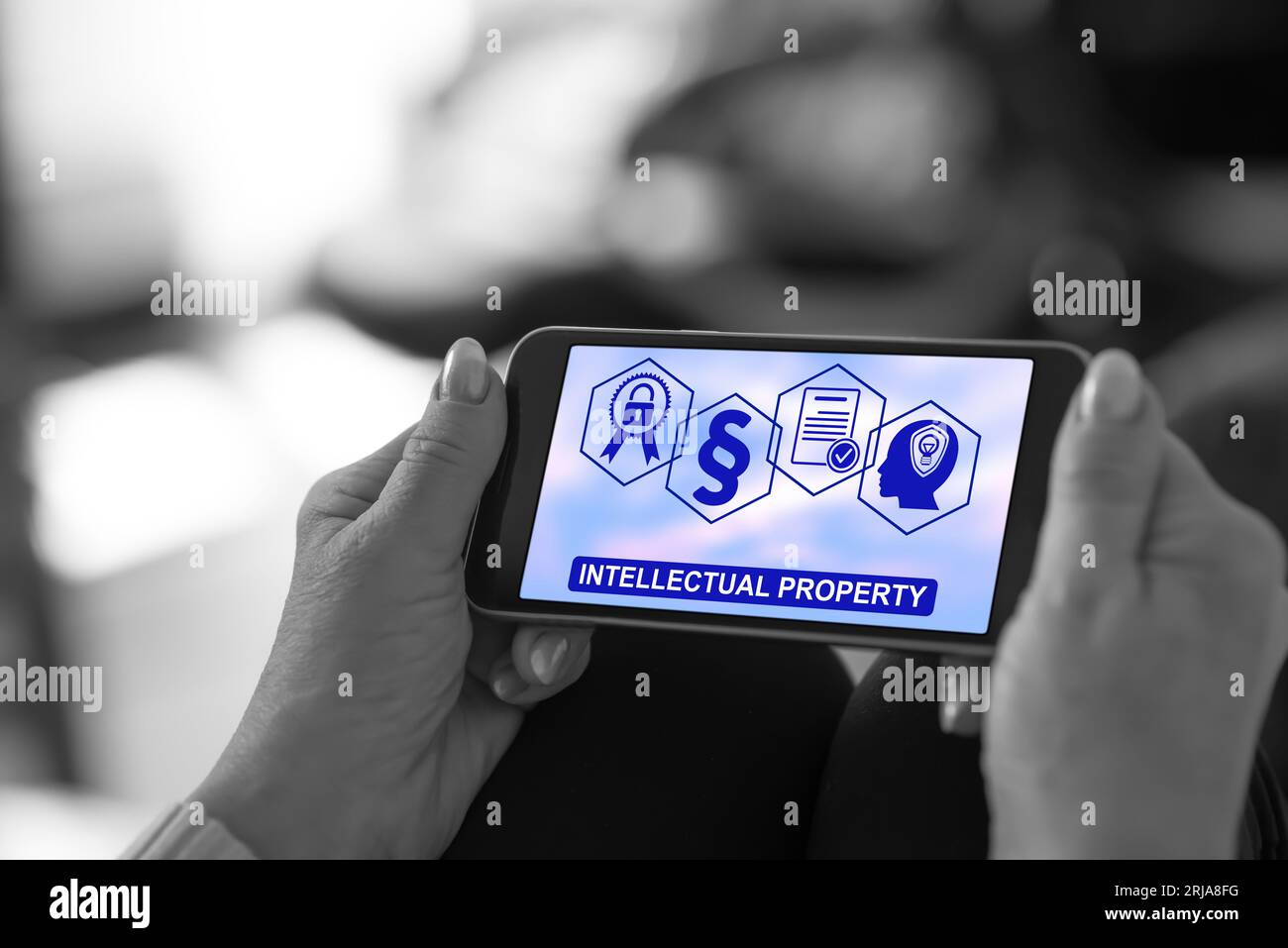 Smartphone screen displaying an intellectual property concept Stock ...