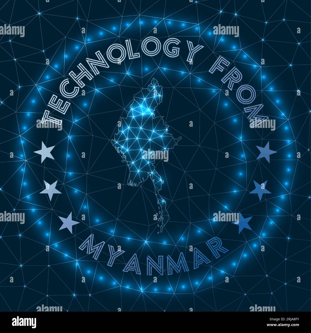 Technology From Myanmar. Futuristic geometric badge of the country ...