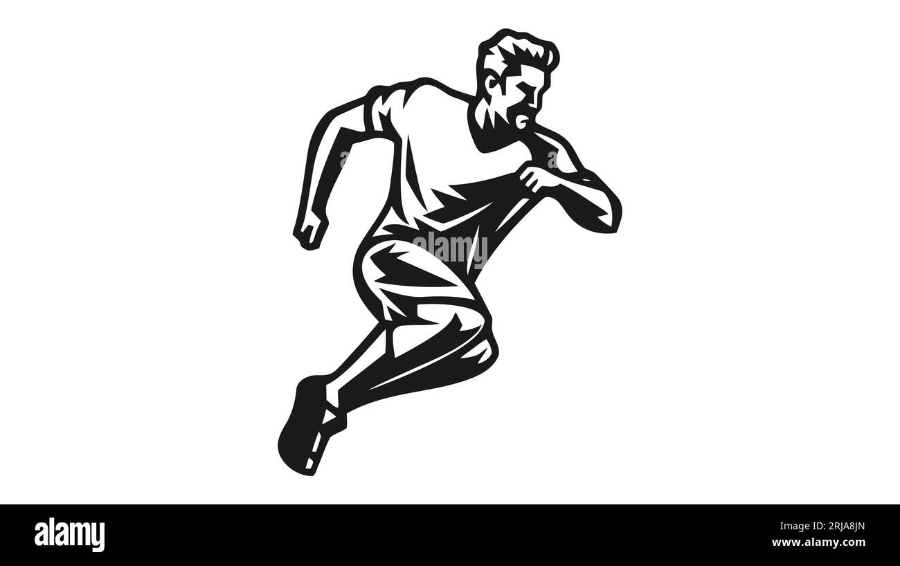 Running sprinter man. Flat vector illustration icon, logo design ...