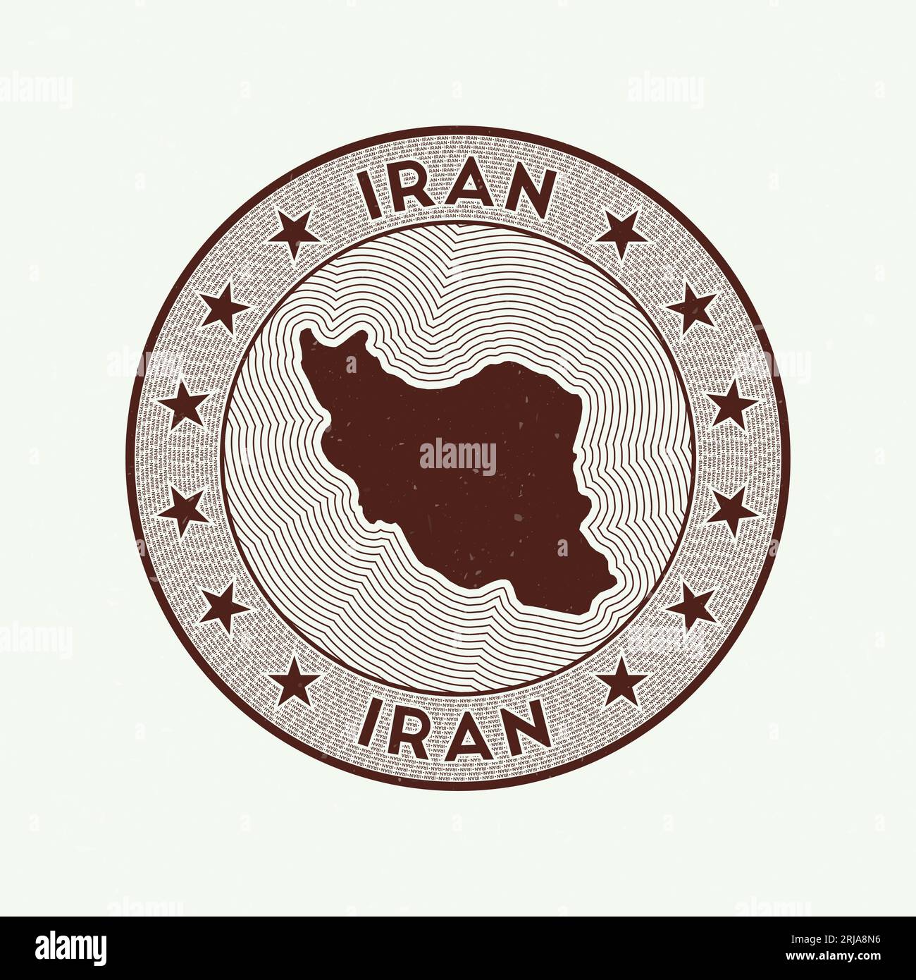 Iran round badge vector. Country round stamp with shape of Iran ...
