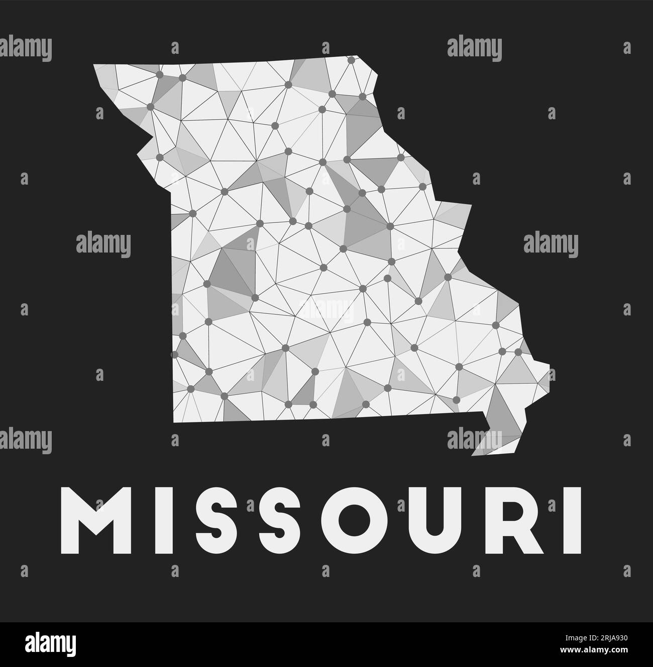 Missouri - communication network map of US state. Missouri trendy ...