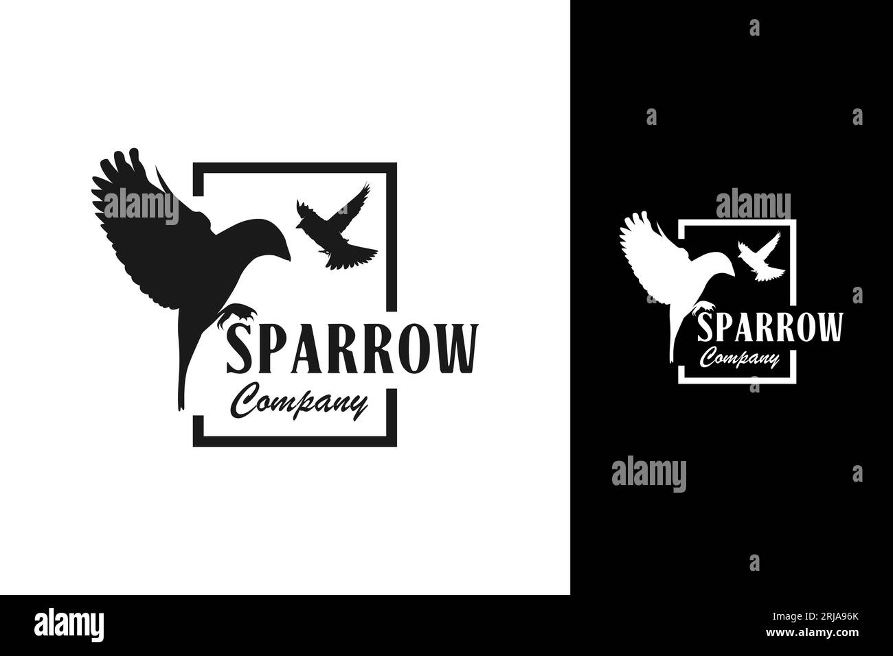 Sparrow Logo in Square icon emblem badge design inspiration Stock ...