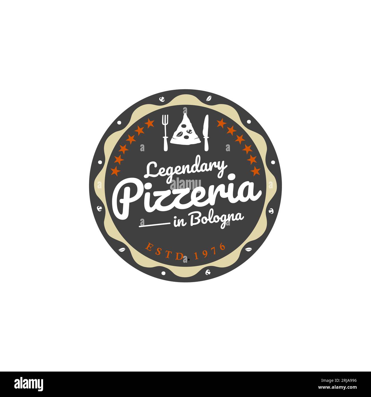 Vintage Retro Pizza Pizzeria Restaurant Label Emblem Badge logo design ...