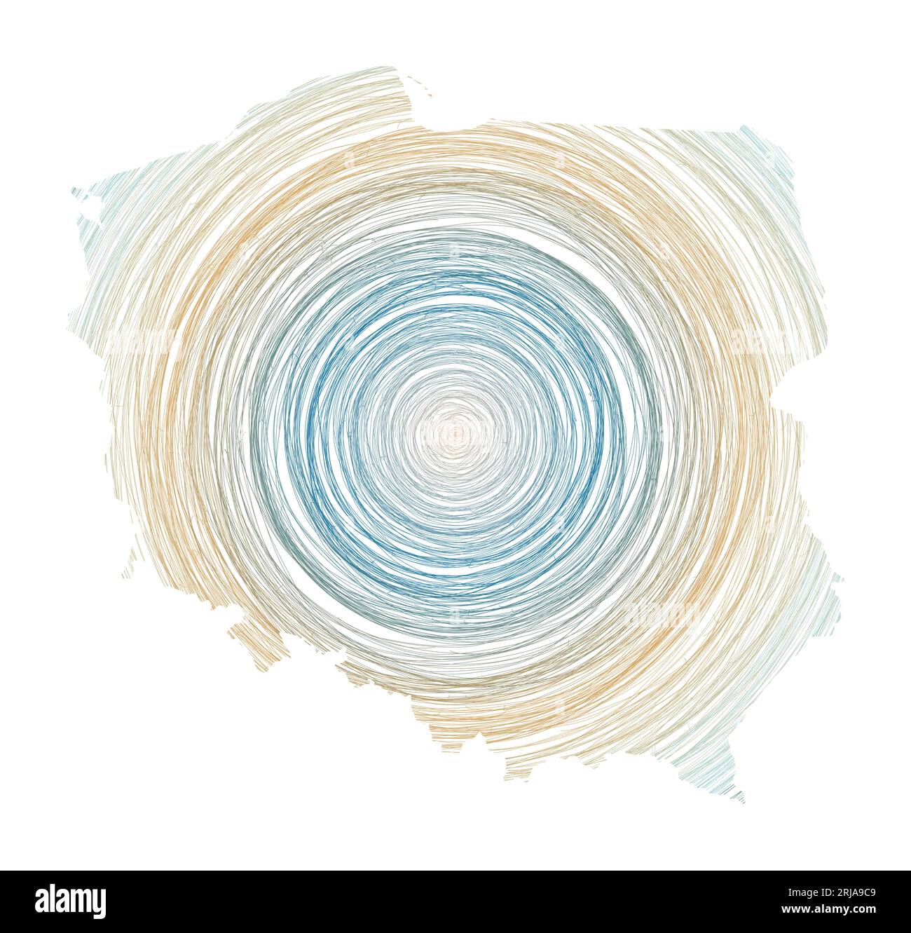 Poland map filled with concentric circles. Sketch style circles in ...