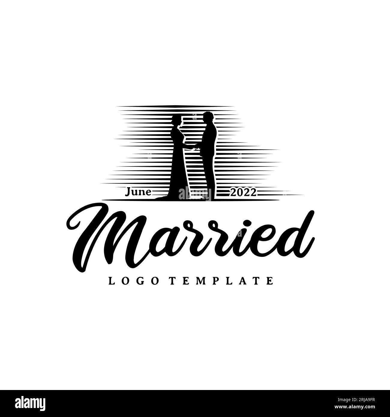 Wedding Silhouettes Match Couple For Wedding Logo Vector Design ...