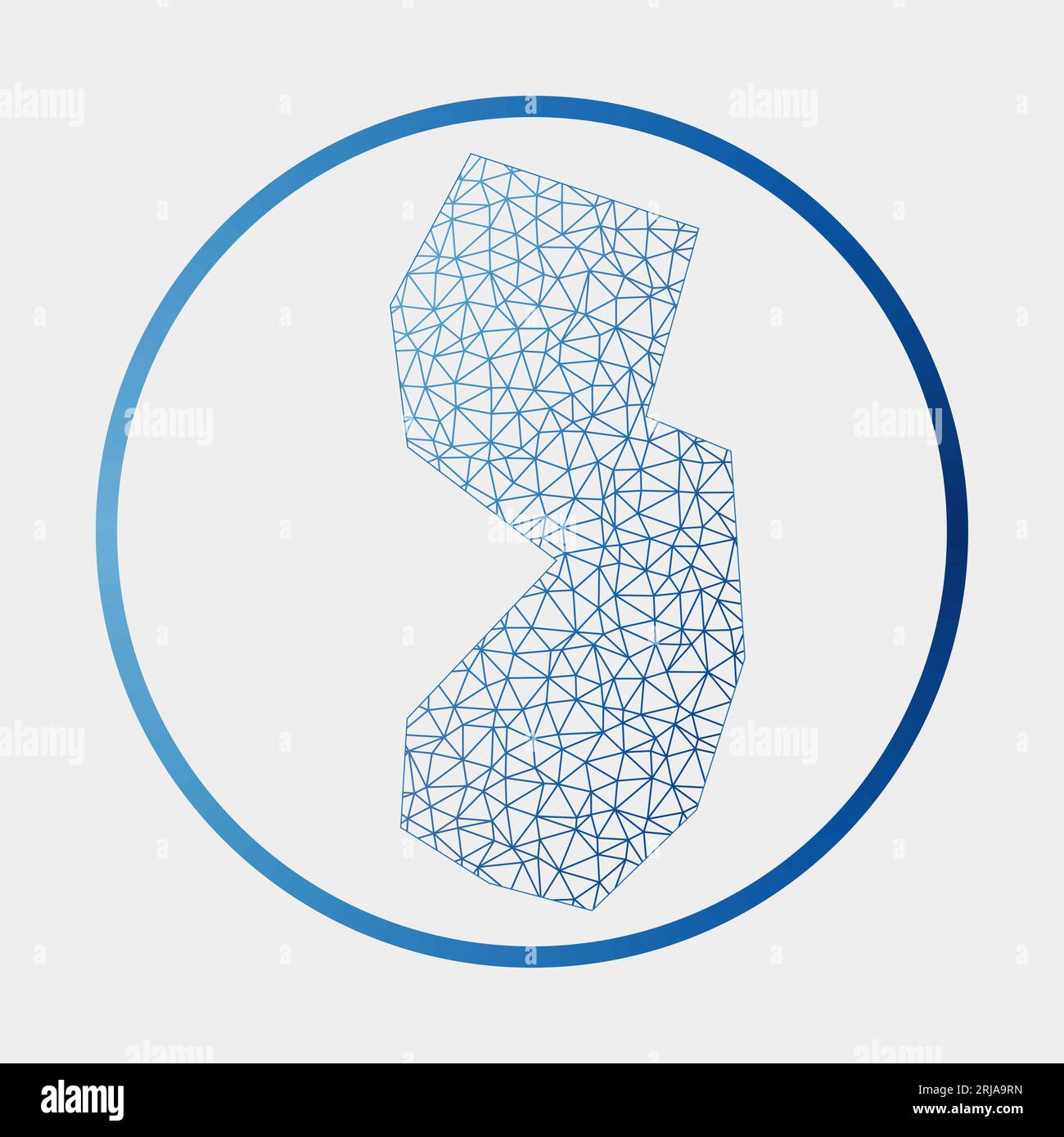 New Jersey icon. Network map of the US state. Round New Jersey sign ...