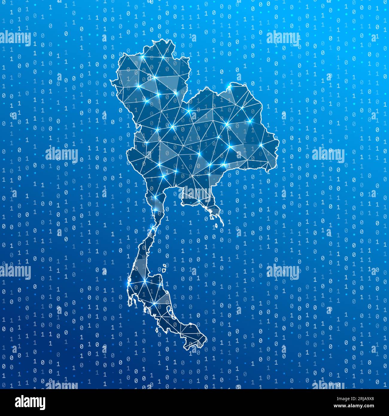 Network map of Thailand. Country digital connections map. Technology ...