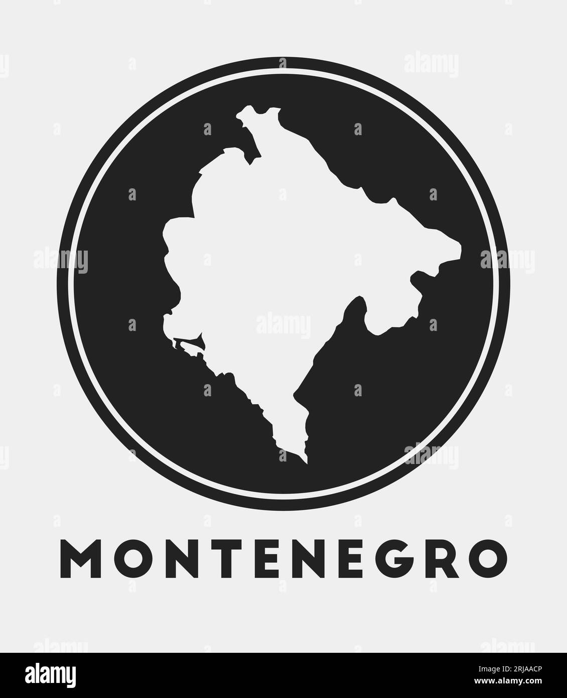 Montenegro icon. Round logo with country map and title. Stylish ...