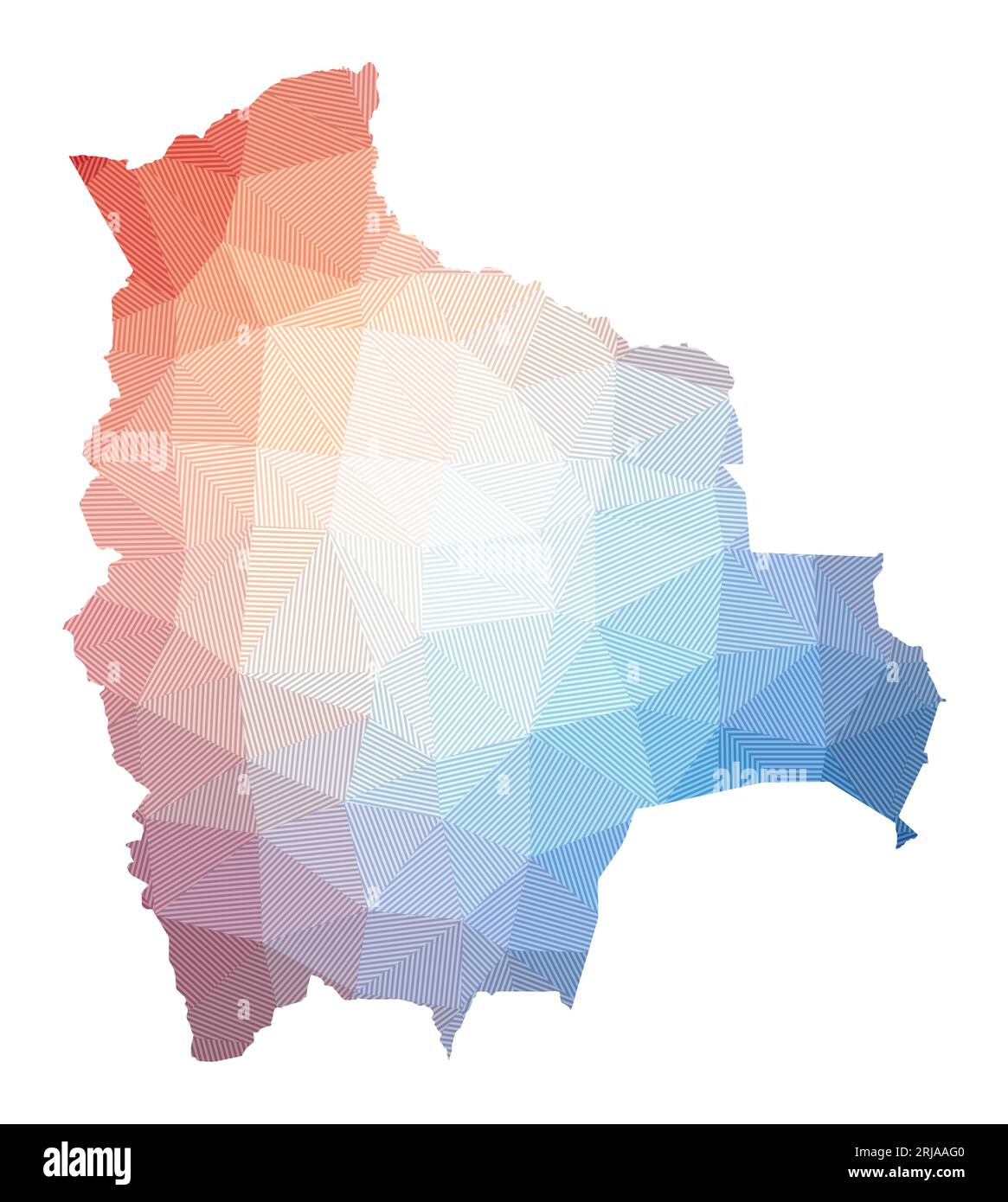 Map of Bolivia. Low poly illustration of the country. Geometric design with stripes. Technology ...