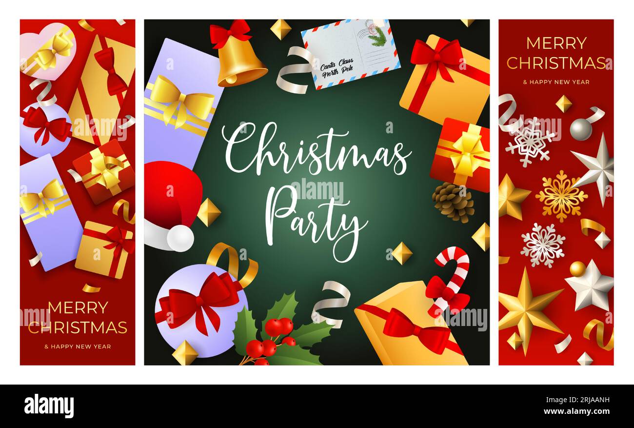Christmas party flyer set with gift boxes Stock Vector Image & Art - Alamy