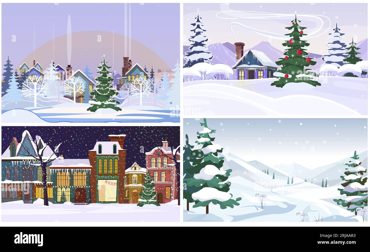 Christmas country flat vector illustration set Stock Vector Image & Art ...