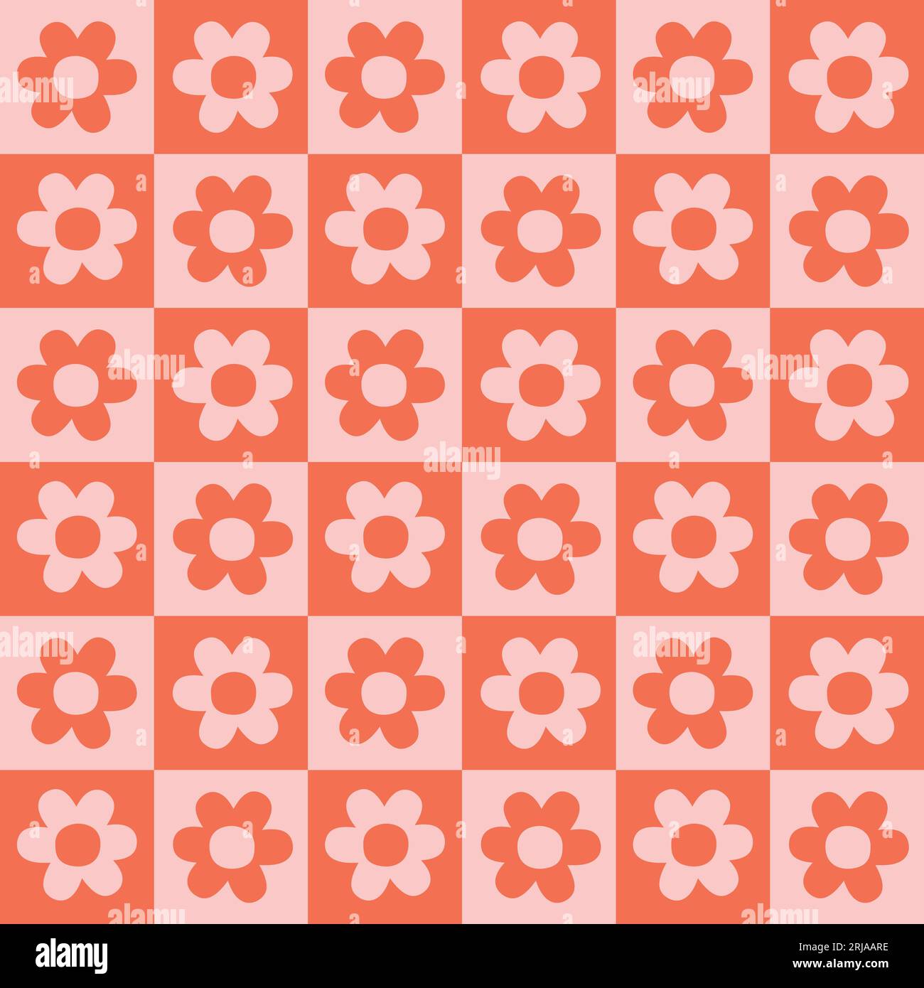 Vector seamless pattern of pink groovy retro flower isolated on ...