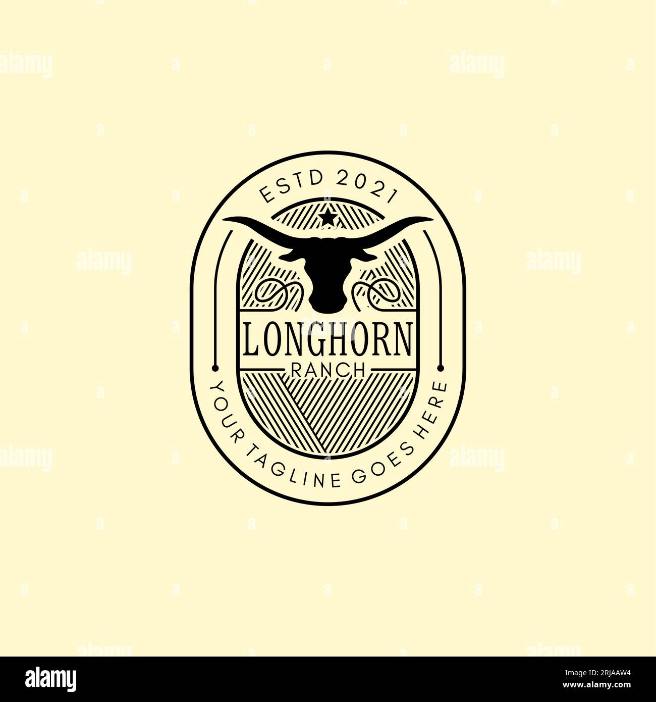 Vintage Retro American Buffalo Long Horn Logo Farm Ranch Design ...