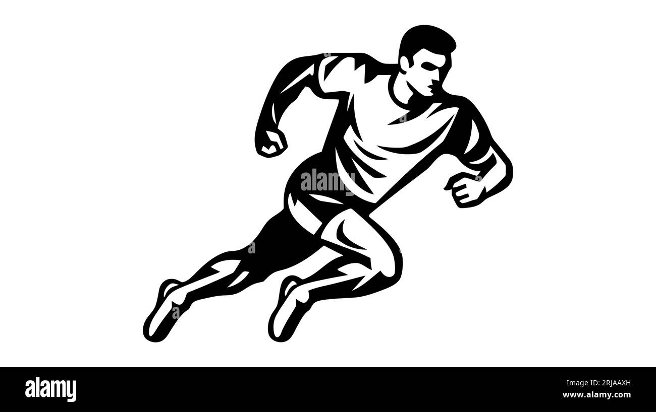 Running sprinter man. Flat vector illustration icon, logo design ...