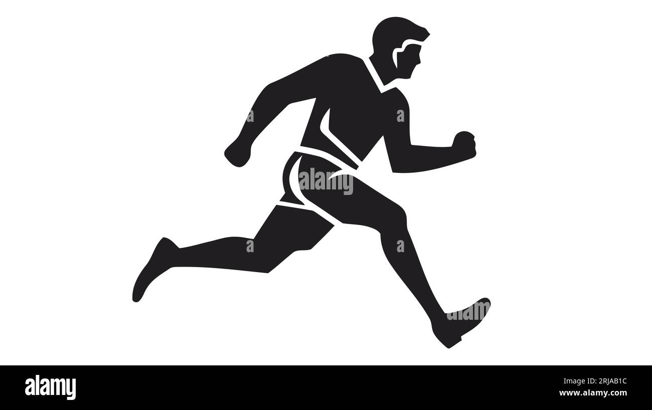 Running sprinter man. Flat vector illustration icon, logo design ...