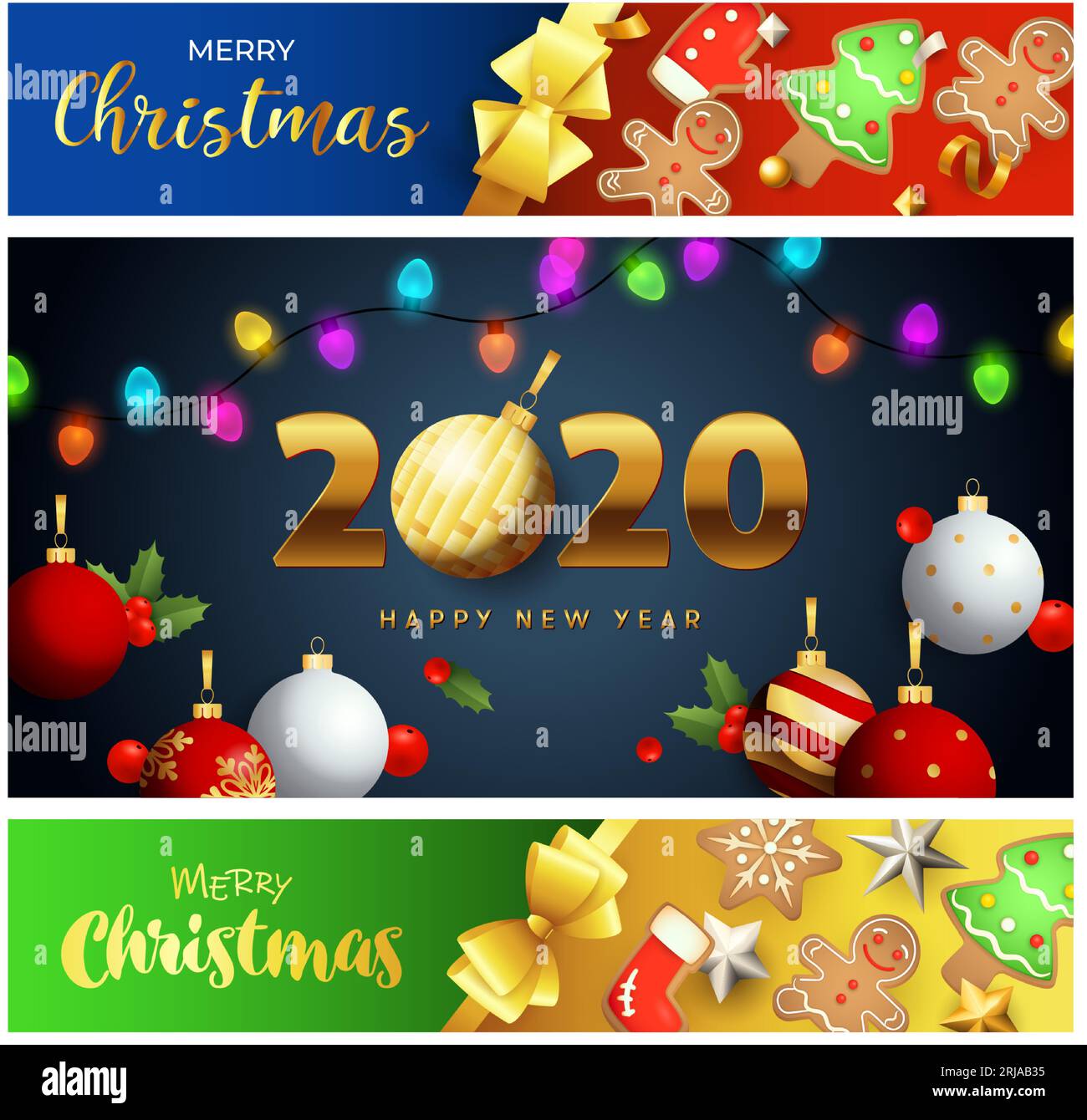 Vector Christmas poster collage with decorations. Holiday concept Stock ...
