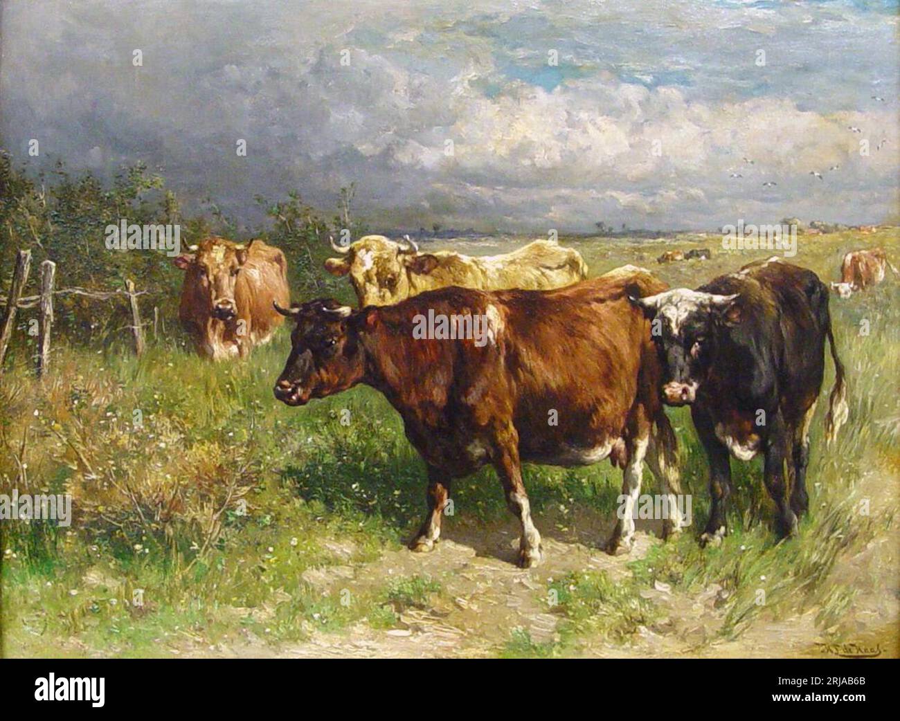 Cattle in Pasture by Johannes Hubertus Leonardus de Haas Stock Photo ...