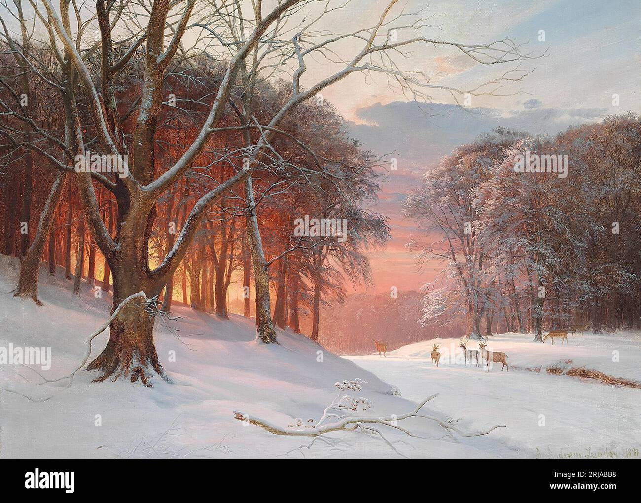 A winter day with the trees illuminated by the sunset. between 1887 and ...
