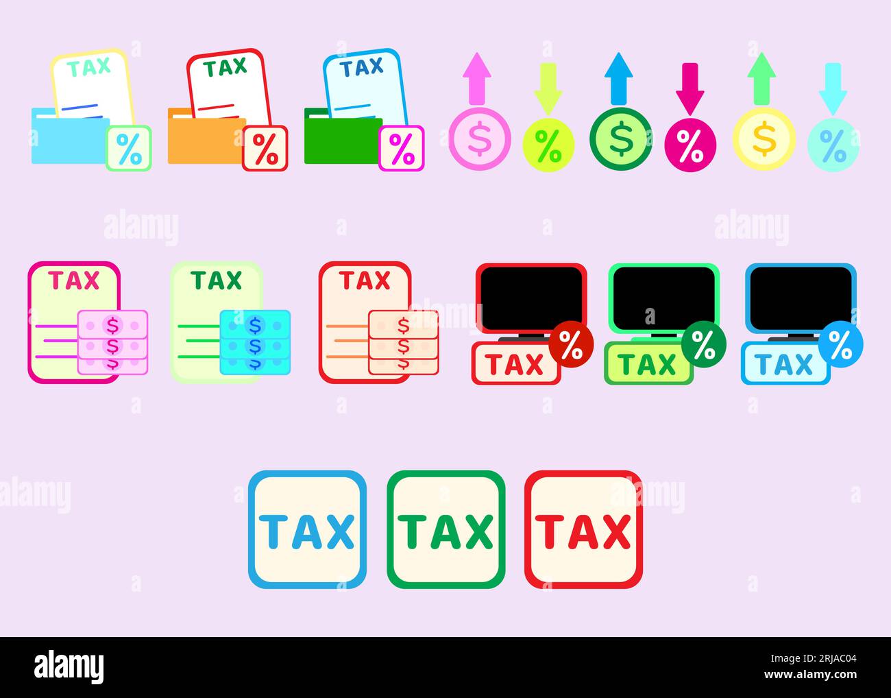 Collection Active icons for taxes, tax idea analysis and calculations ...
