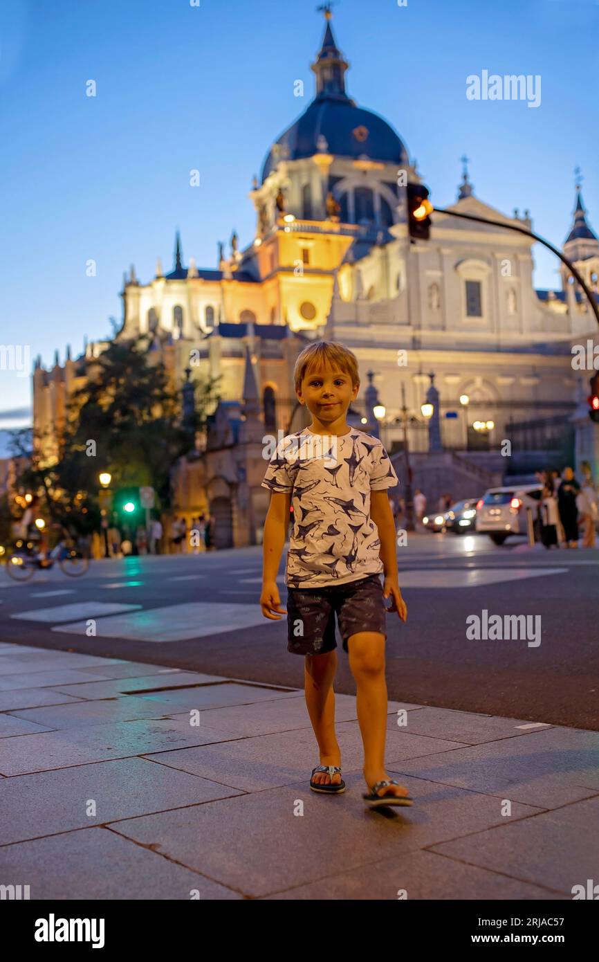 Family with children, siblings, visiting Madrid during family vacation ...