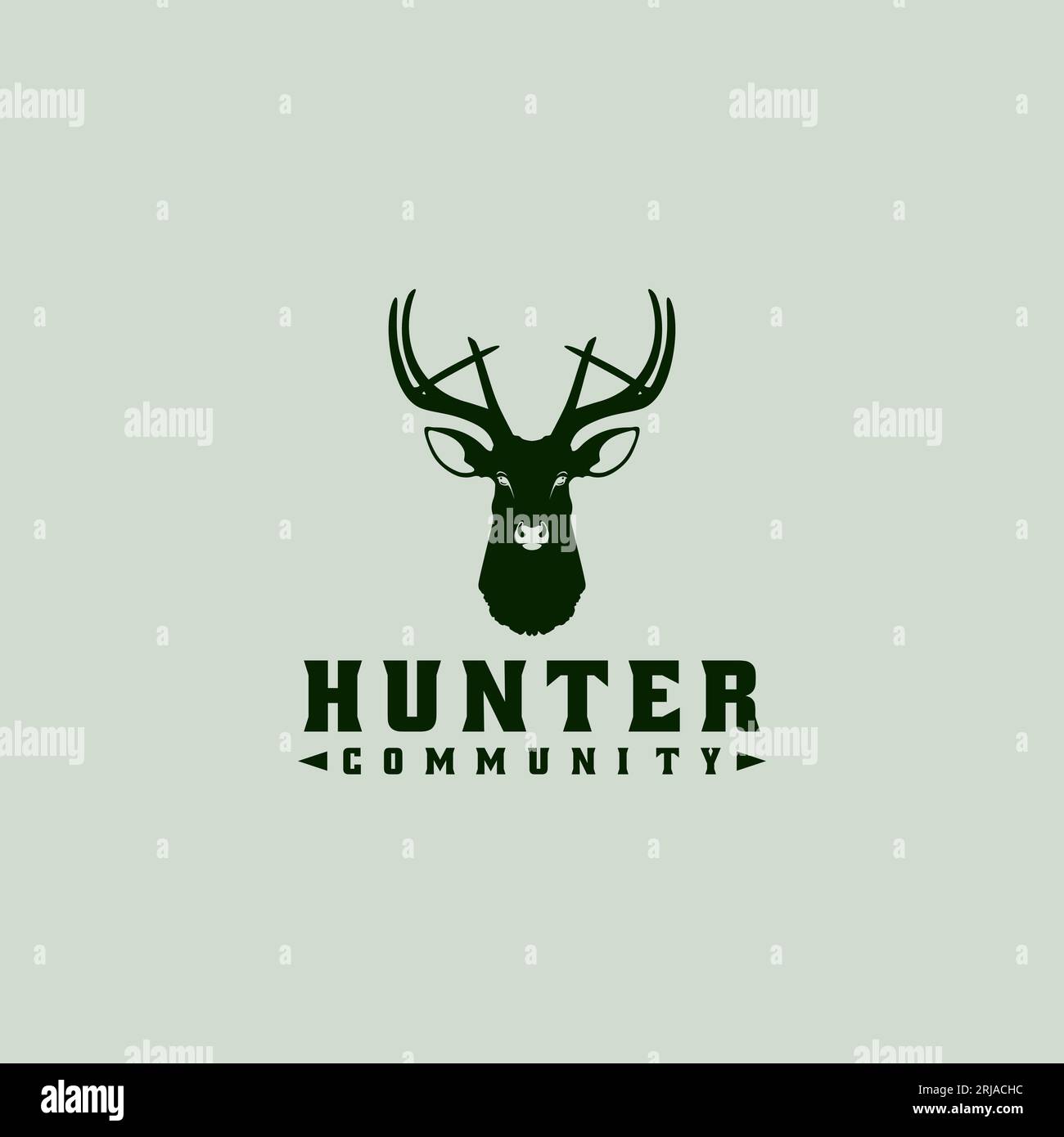 Buck Stag Deer Reindeer Elk Antler Head Hunting logo design Stock ...