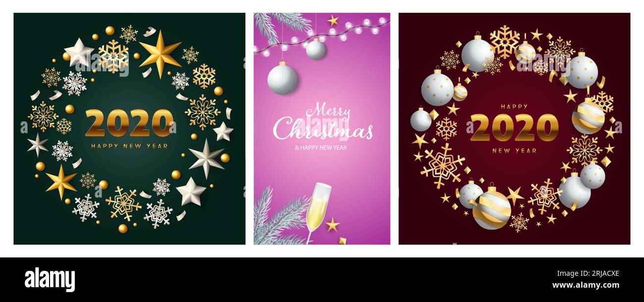 New Year and Christmas posters set Stock Vector Image & Art - Alamy
