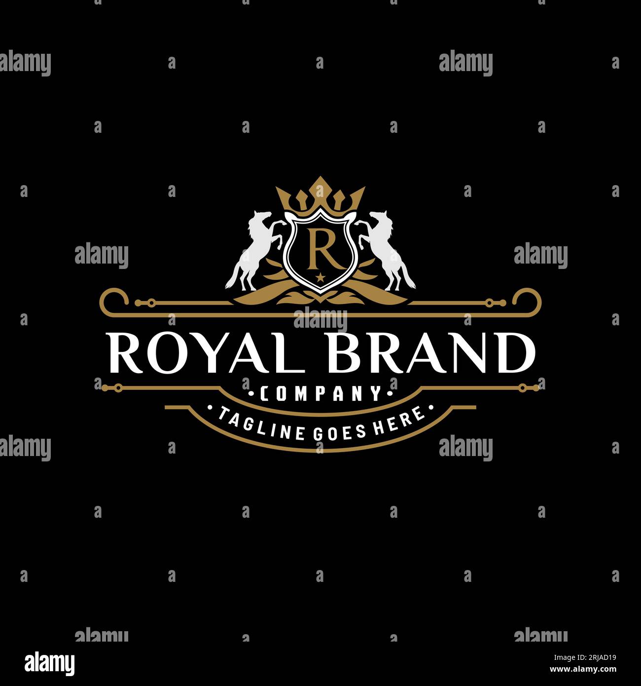 Elegant Luxury Initial R Logo Template with Standing Horse Stock Vector ...