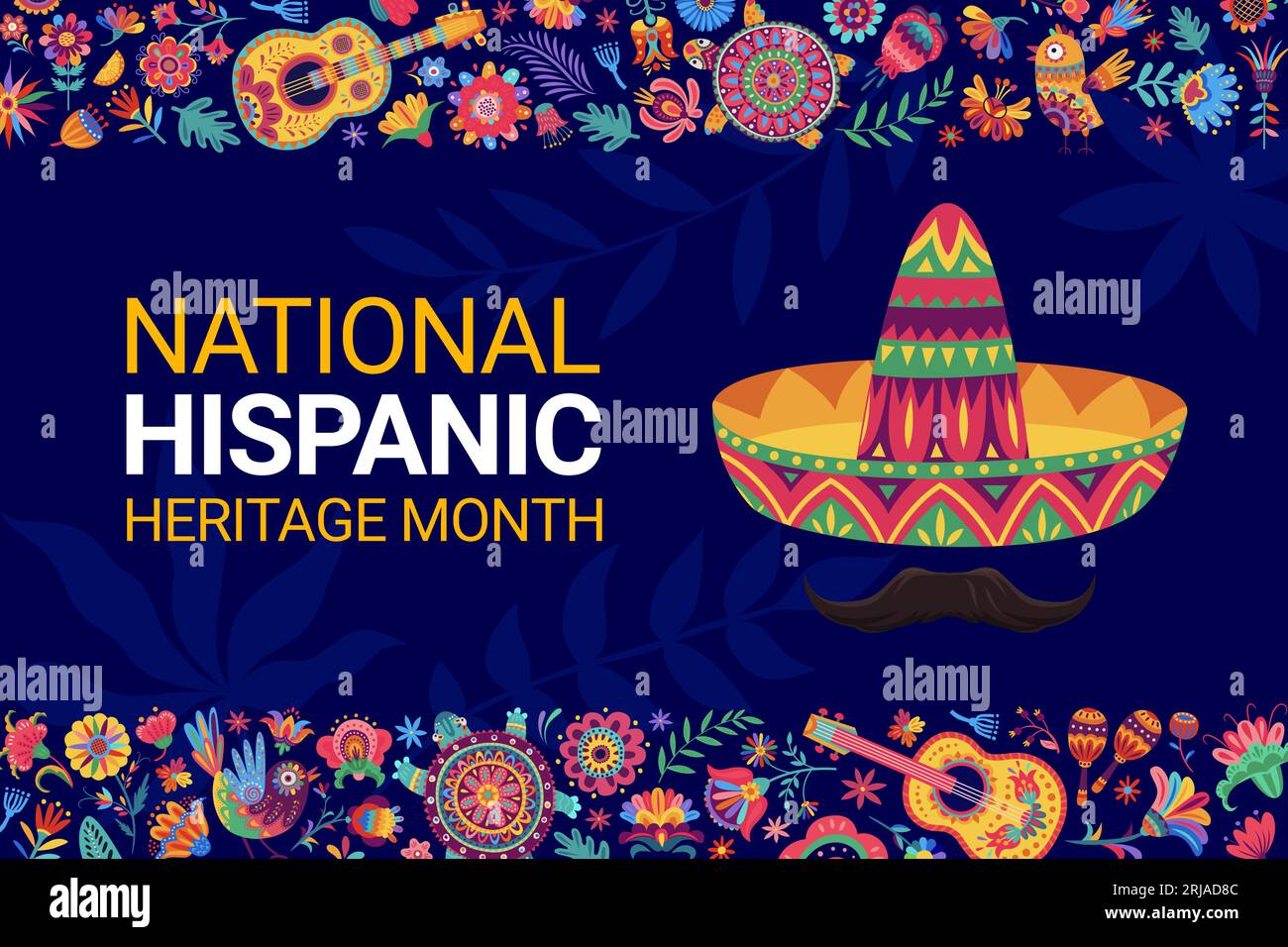 National Hispanic Heritage Month Festival Poster With Sombrero Hat And