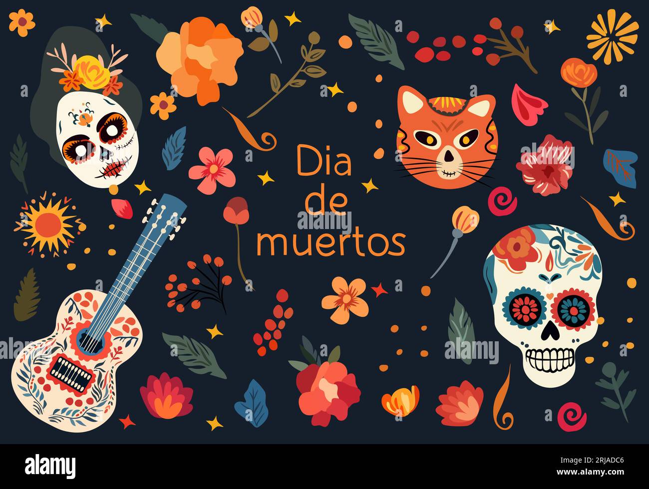 Dia de los Muertos, Day of the Dead celebration in Mexico. Beautiful ...