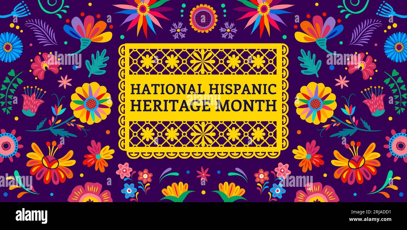 National Hispanic Heritage Month Festival Banner With Tropical Plants