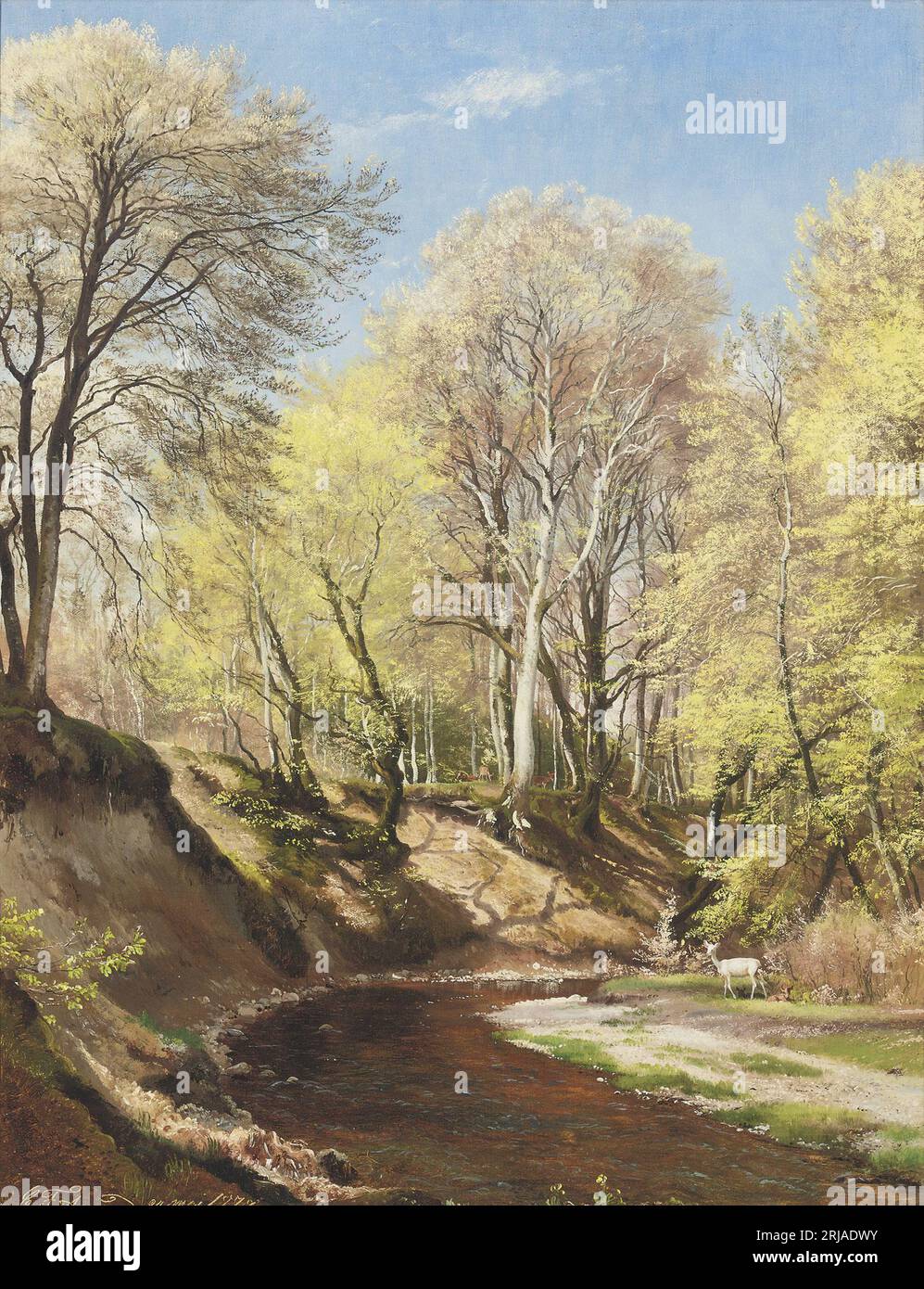 Deer at the bend of the river . 24 May 1877 by Carl Frederik Aagaard ...