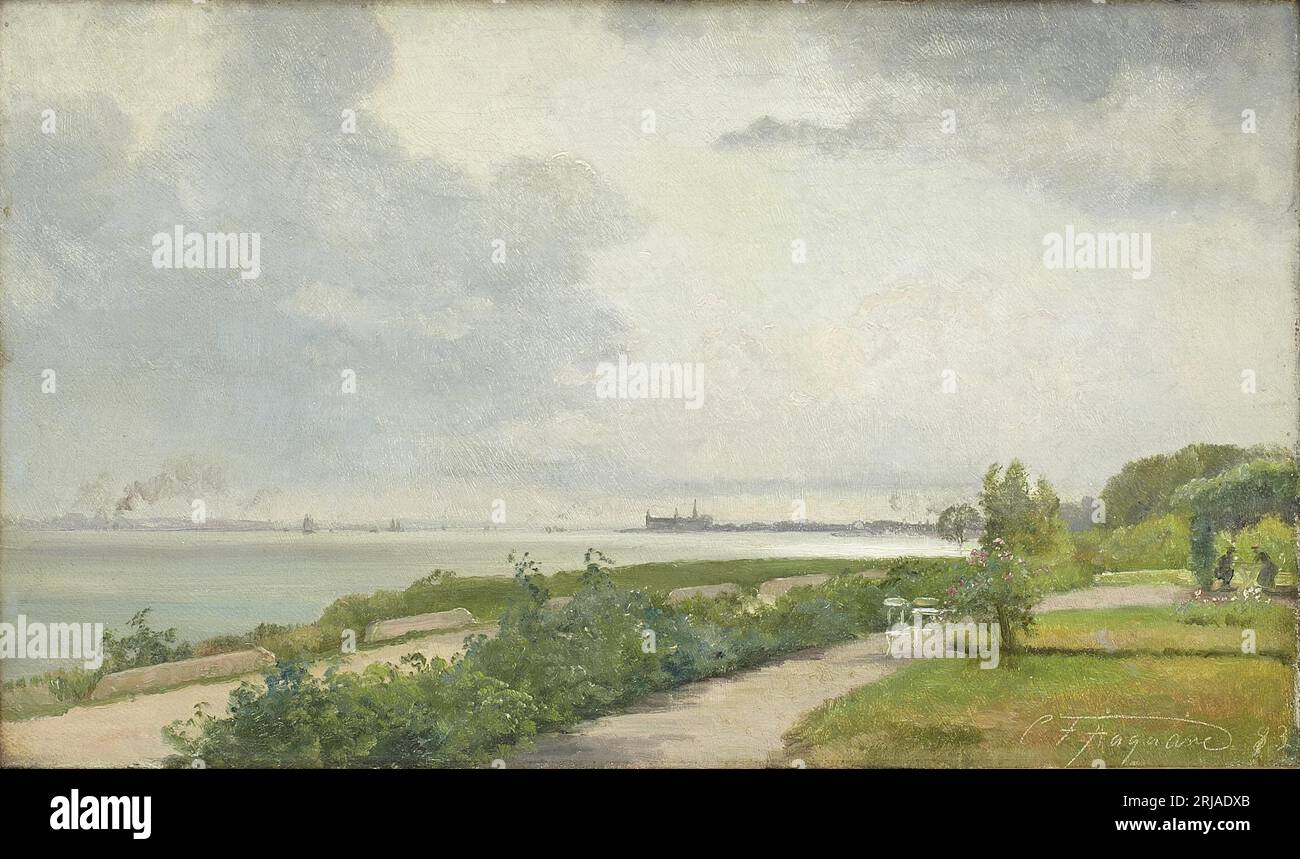 Landscape at Kronborg, Denmark. 1883 by Carl Frederik Aagaard Stock ...