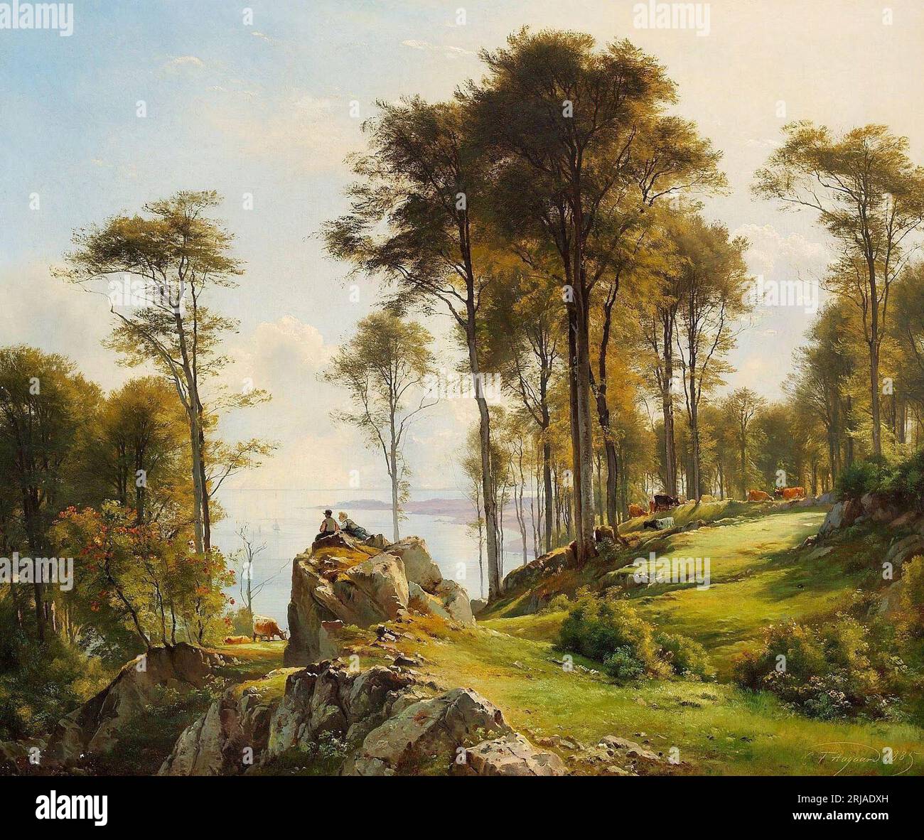 Two shepherd boys. 1885 by Carl Frederik Aagaard Stock Photo - Alamy