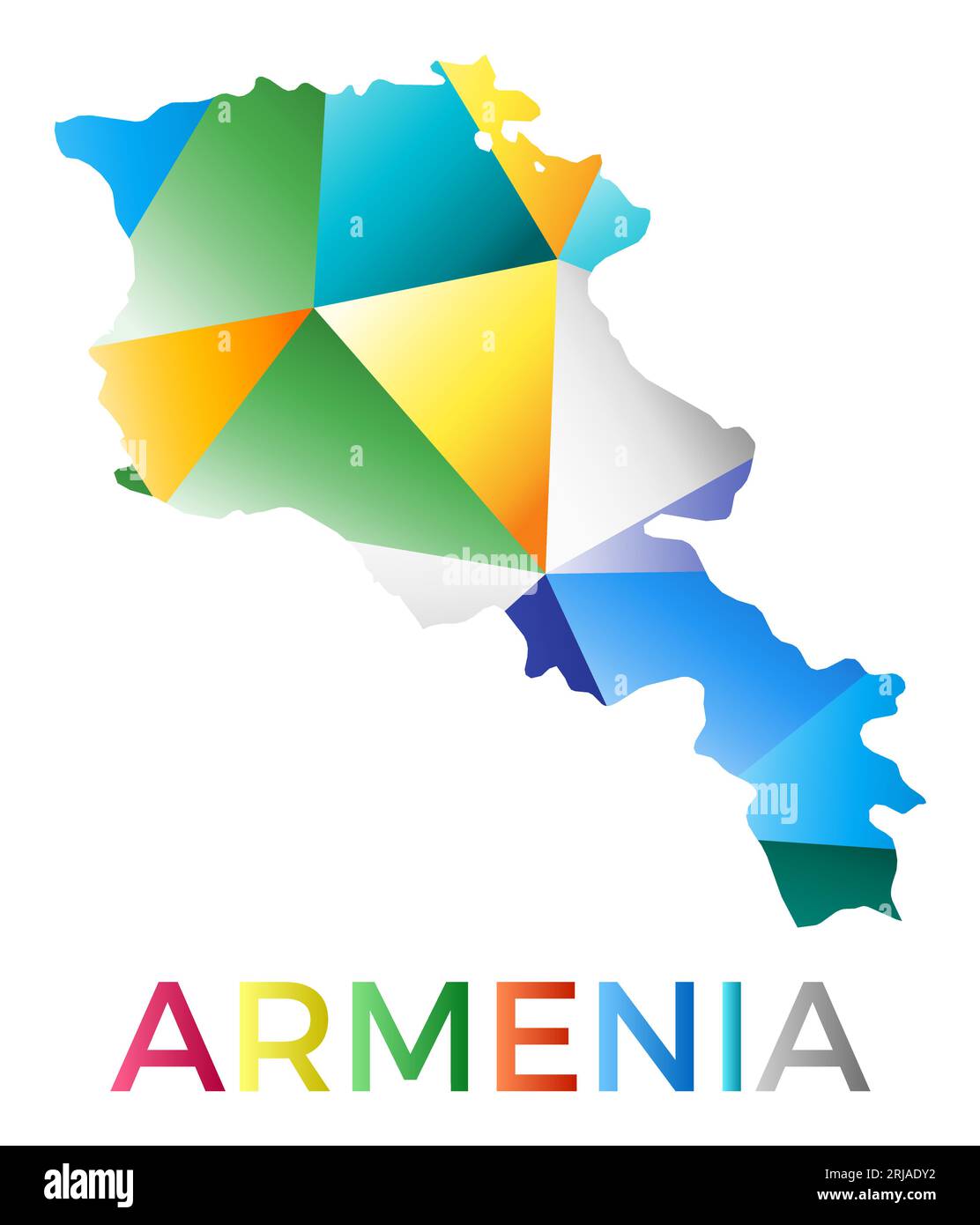Bright colored Armenia shape. Multicolor geometric style country logo ...