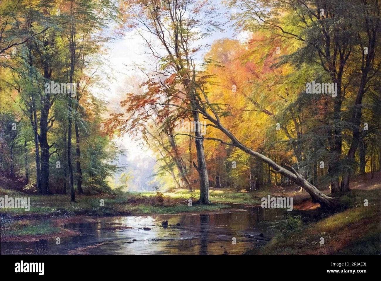 Forest landscape, autumn. 1880 by Carl Frederik Aagaard Stock Photo - Alamy