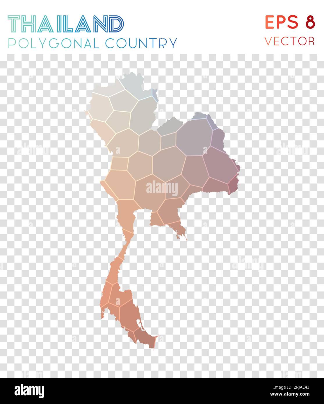 Thailand polygonal map, mosaic style country. Modern low poly style ...