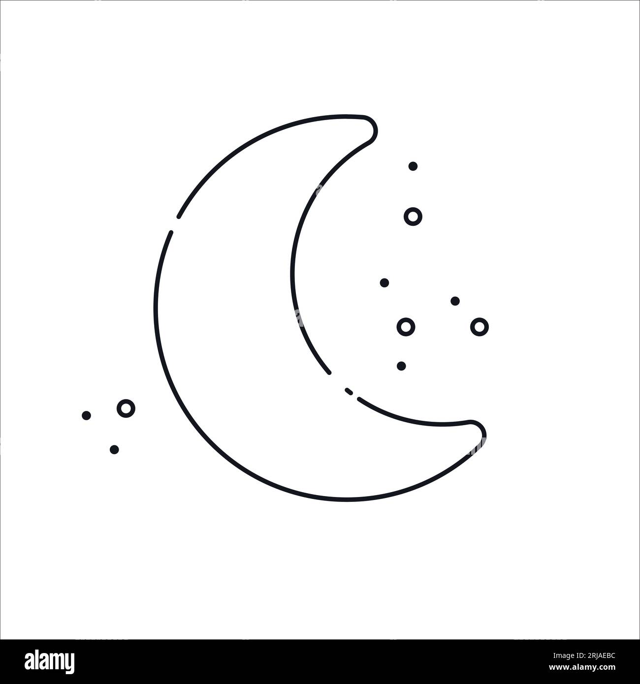 Moon linear outline icon, simple minimalistic night graphical symbol ...