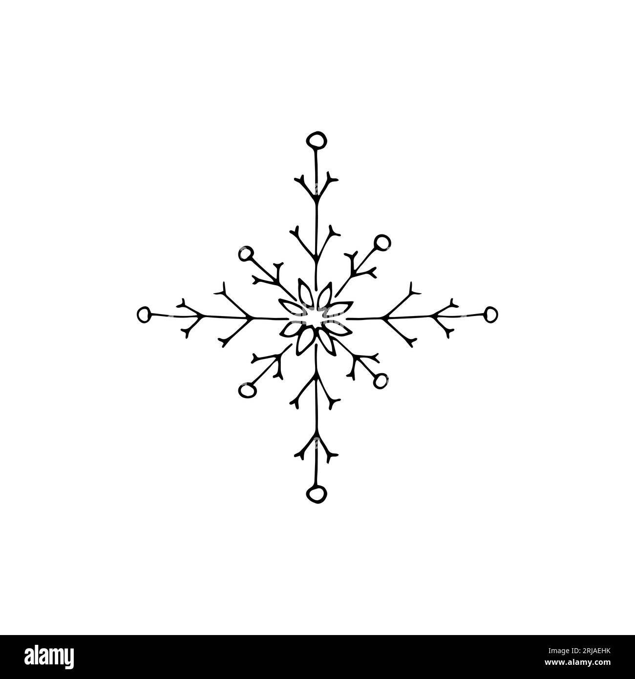 Hand drawn style snowflake. Isolated on white vector illustration Stock ...