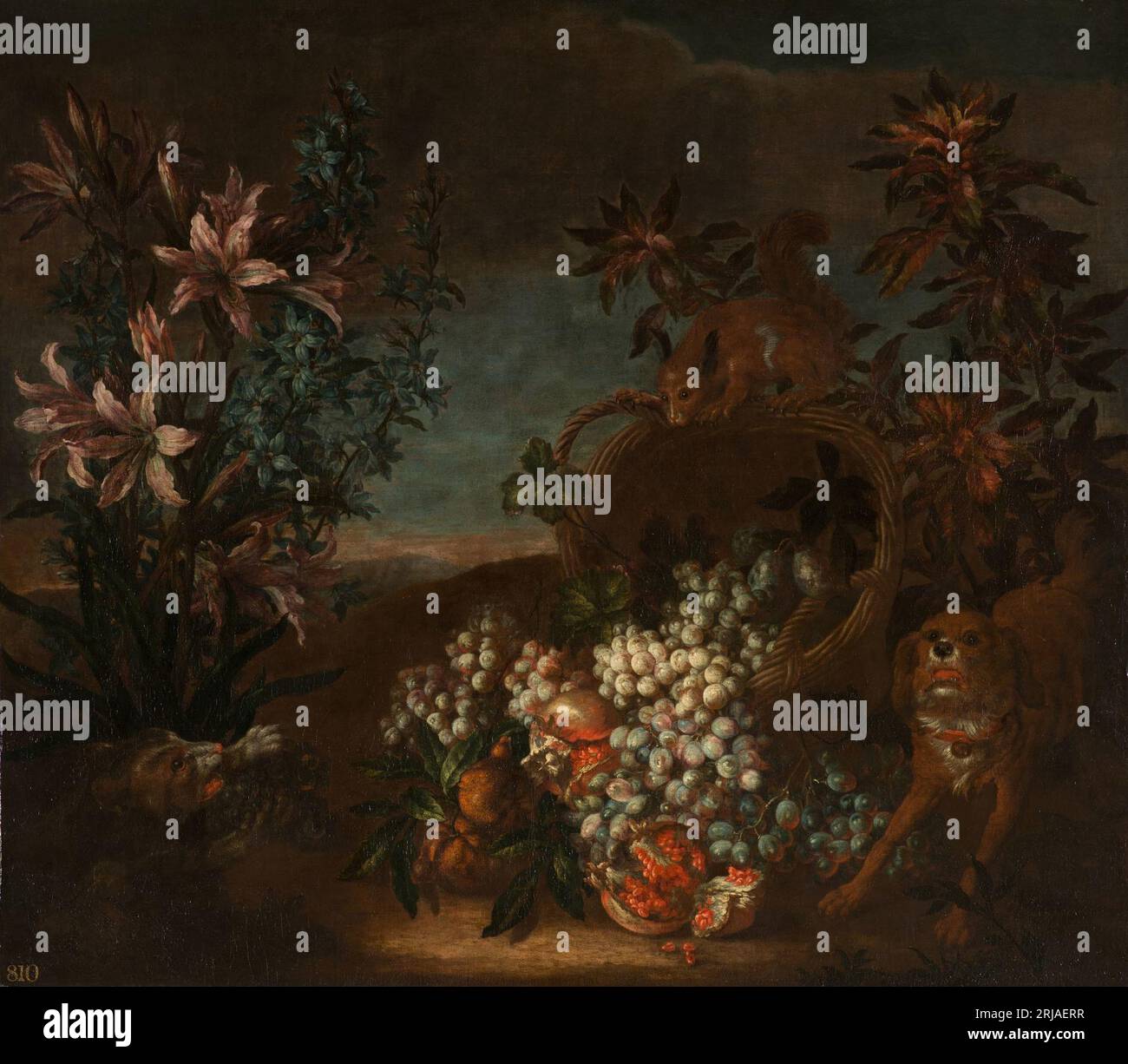 Still Life with Squirrel, Flowers and Fruit in a Landscape between ...
