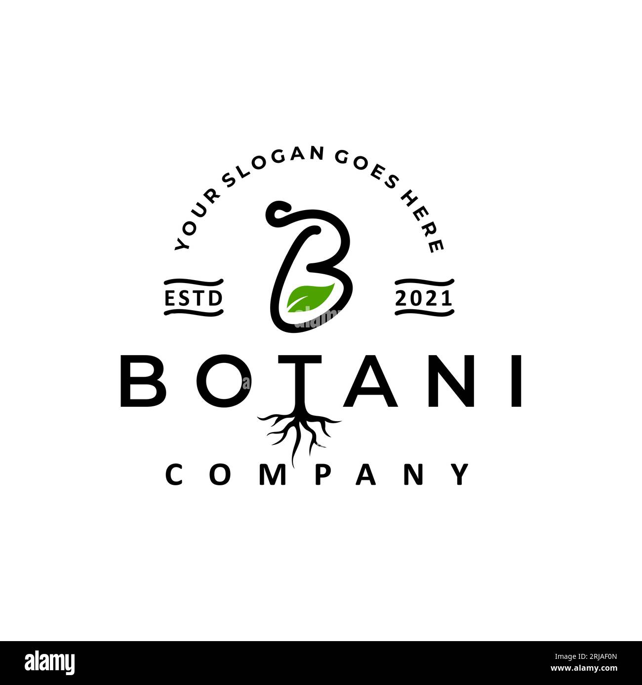 Letter B Logo With Leaves And Roots Themed Of Nature, For Botanical ...