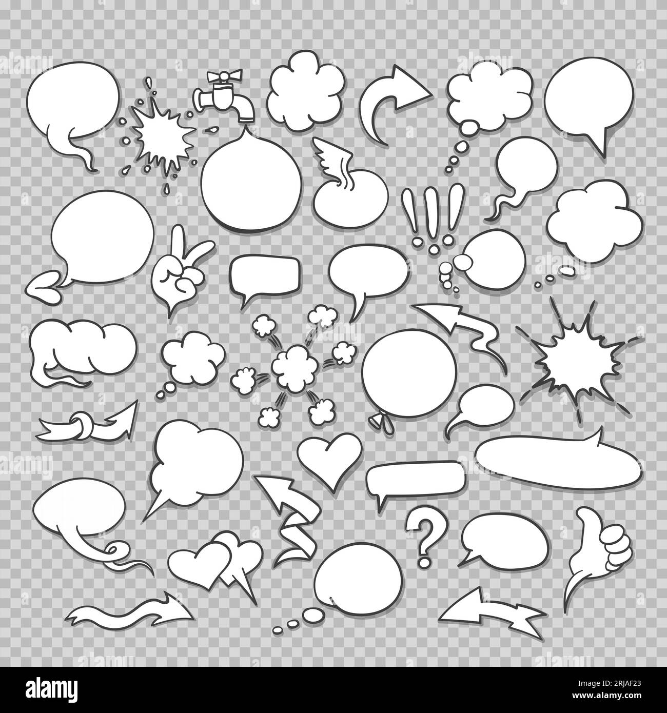 Doodle sketch speech bubbles on transparent Stock Vector Image & Art ...