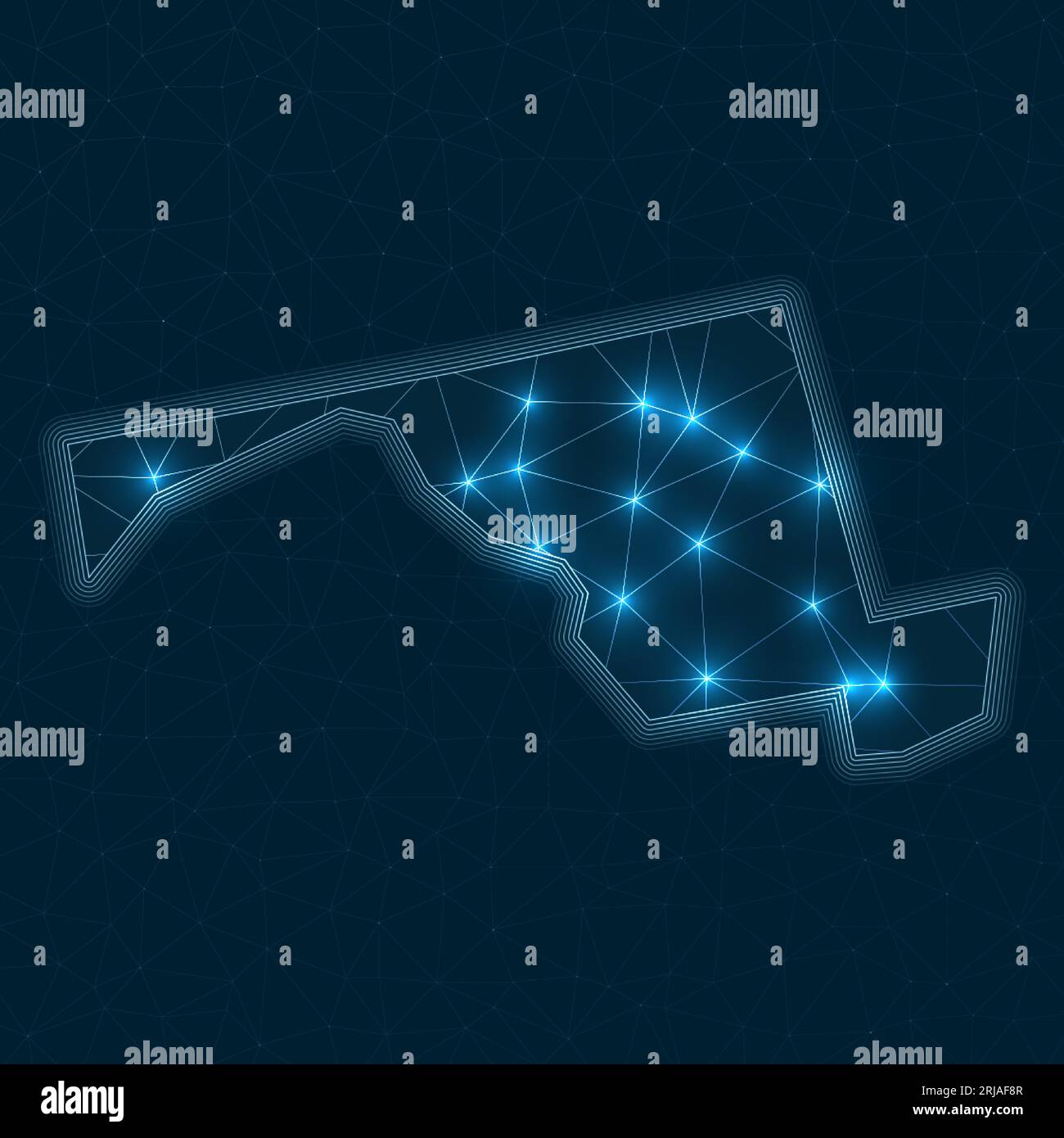 Maryland network map. Abstract geometric map of the us state. Digital ...