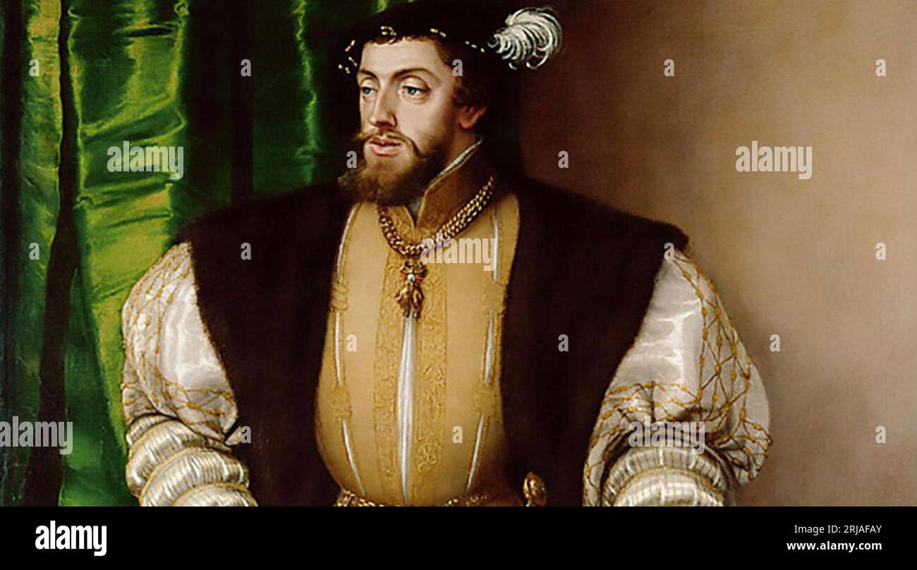 CHARLES V (1500-1558) Holy Roman Emperor in a detail of painting by by ...
