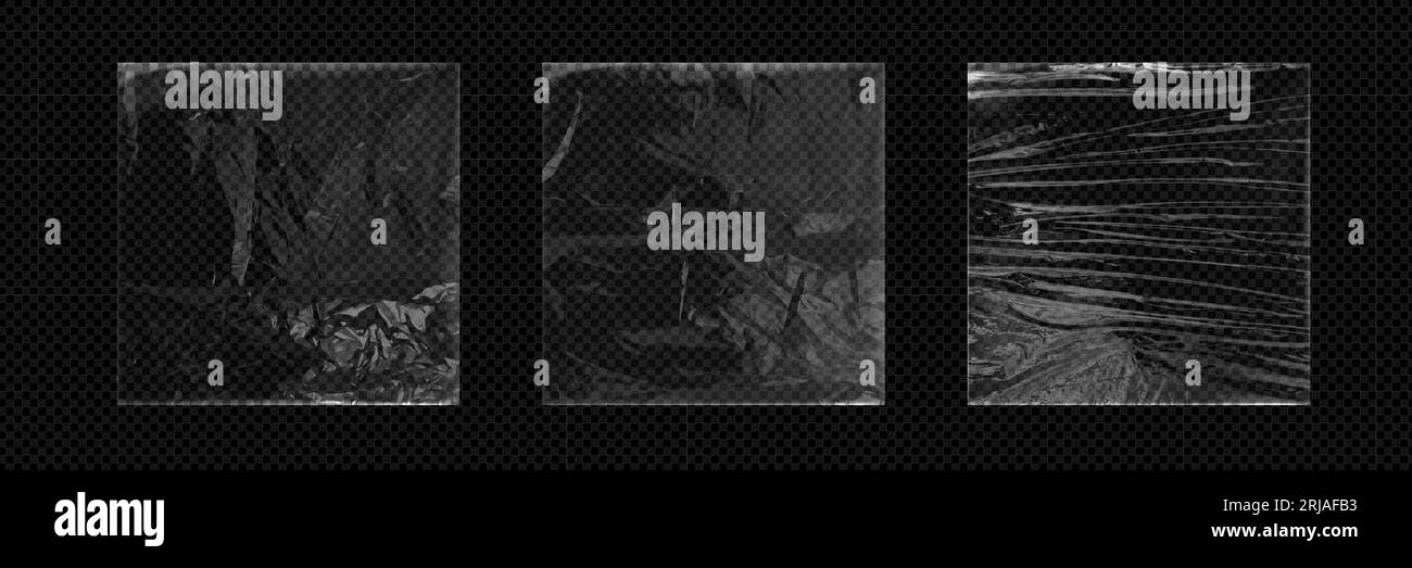 Realistic plastic wrap overlay set on transparent background. Vector ...