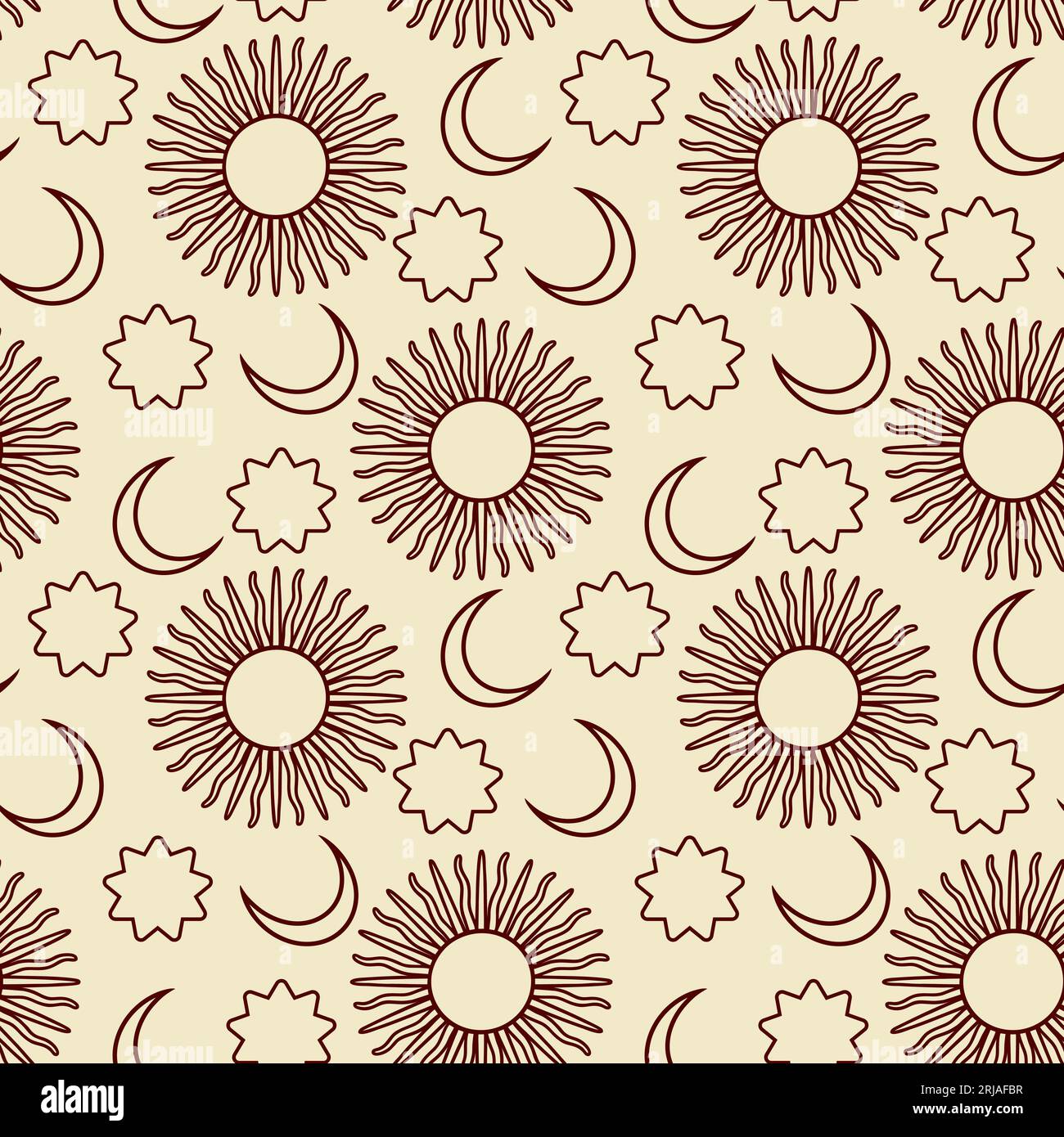 Esoteric sun, moon and stars. Vector seamless pattern. Design element ...